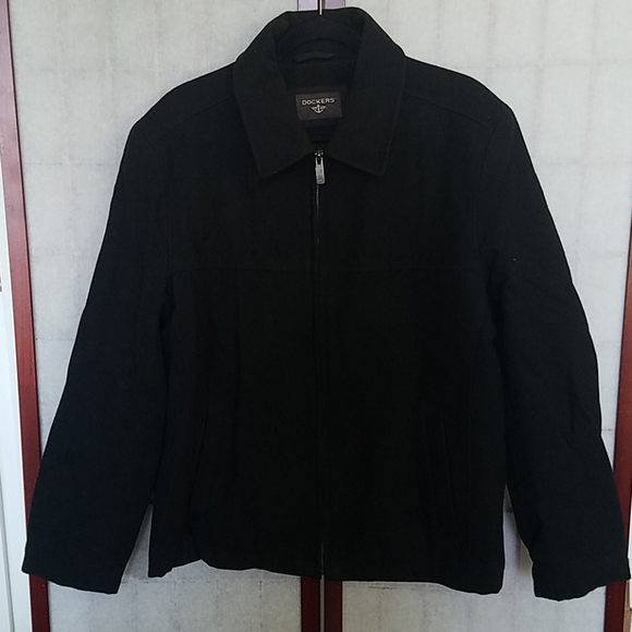 Dockers | Jackets & Coats | Hpdockers Black Wool Winter Jacket Mens Size M | Poshmark